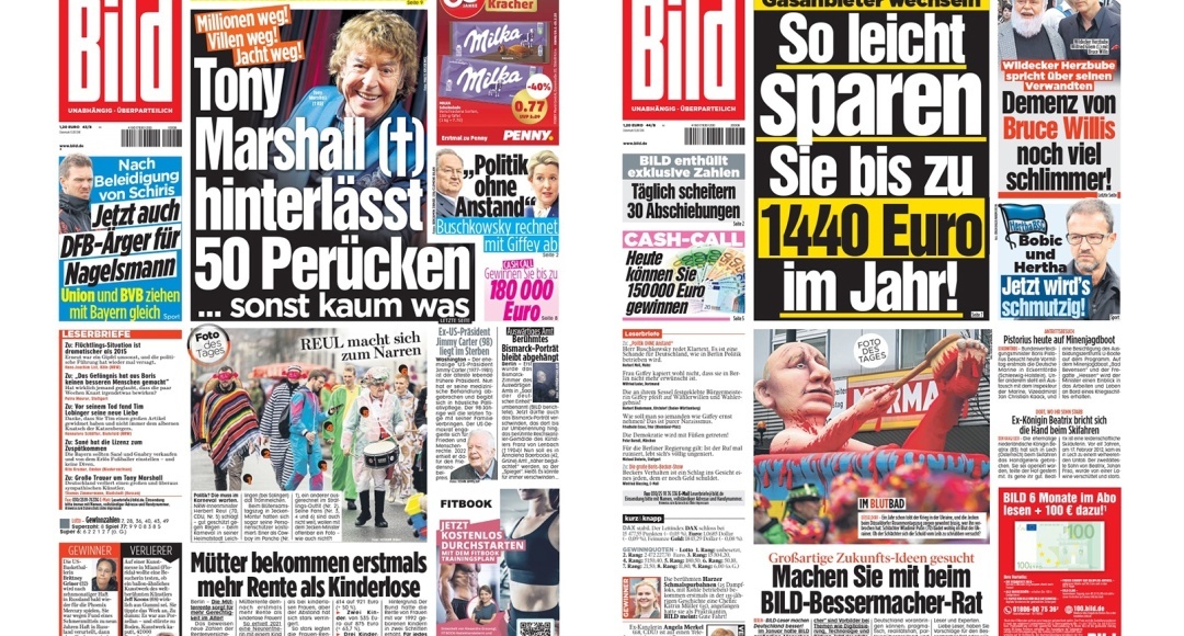 Die Bild-Zeitung ist mit neuem Design erschienen